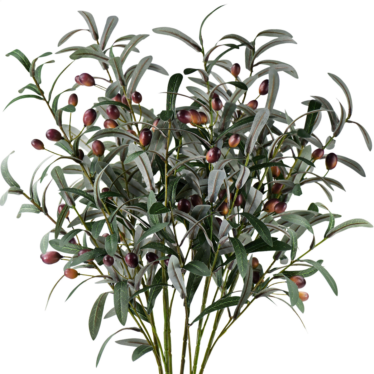 6 Stems Artificial Olive Leaves and Branches with Olives Greenery Flor ...